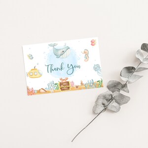 Under the Sea Thank You Cards, Digital Download Flat 4x6 Card, Sea ...