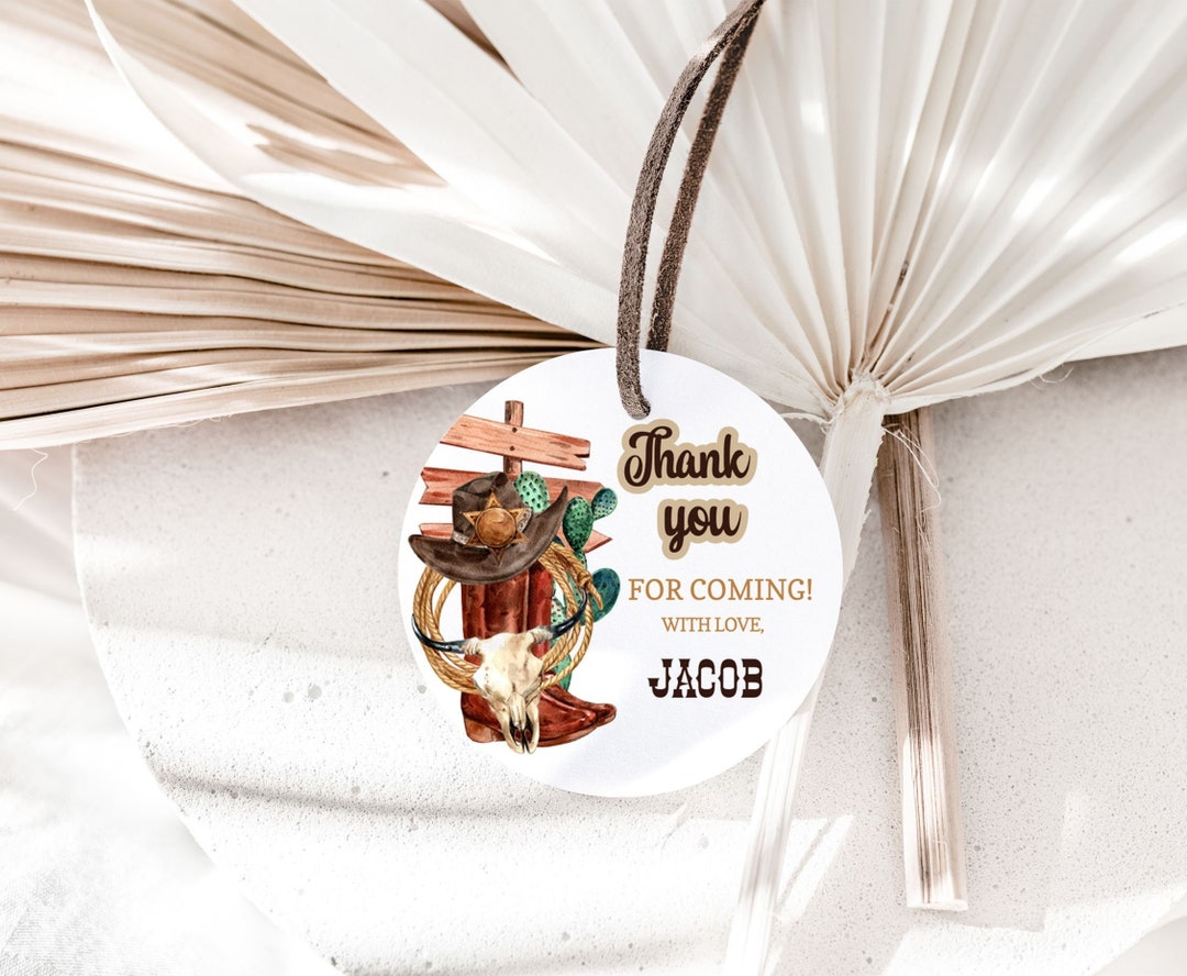 Editable Rodeo Thank You Tags, Cowboy Birthday Decorations, Western ...