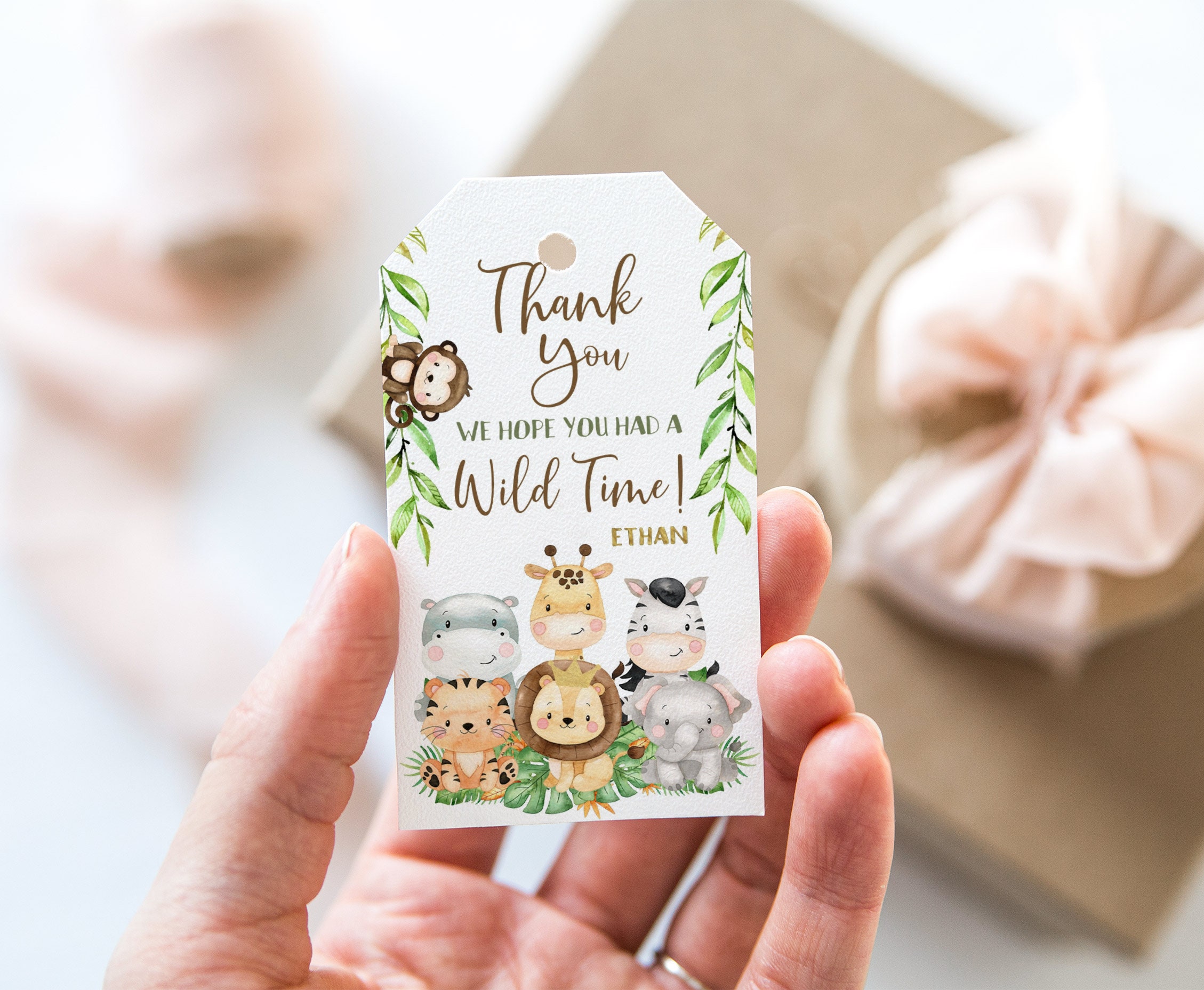 Safari Thank You Tags Safari Favor Tags Jungle Birthday | Etsy