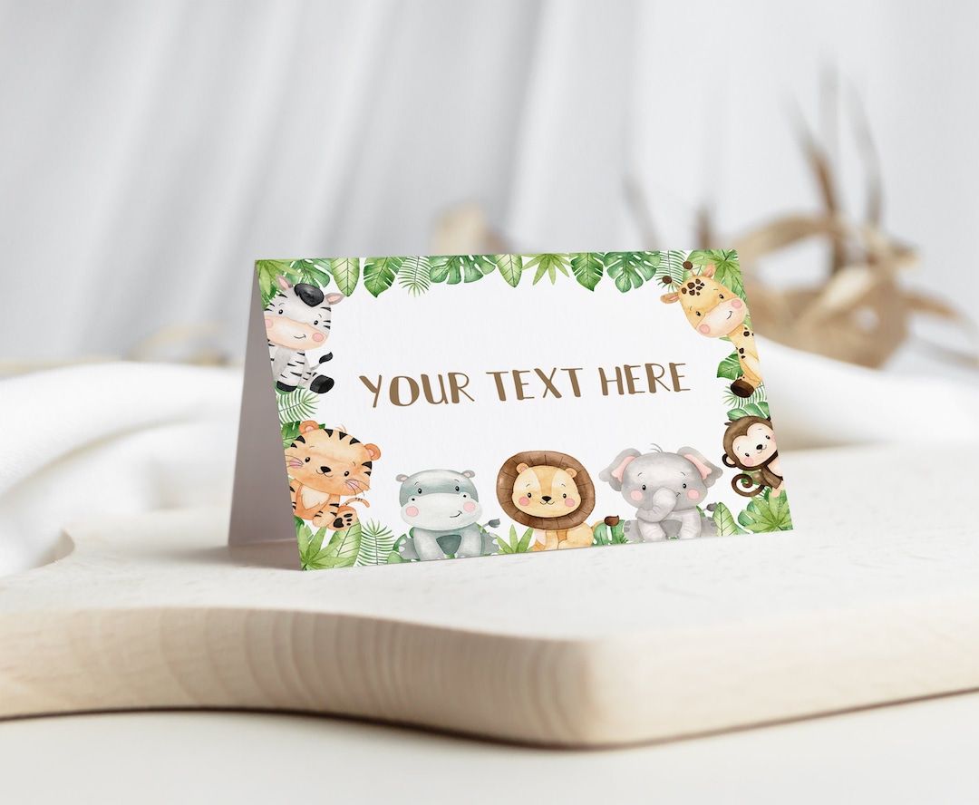 Safari Place Cards, Jungle Birthday Decorations, Safari Baby Shower ...