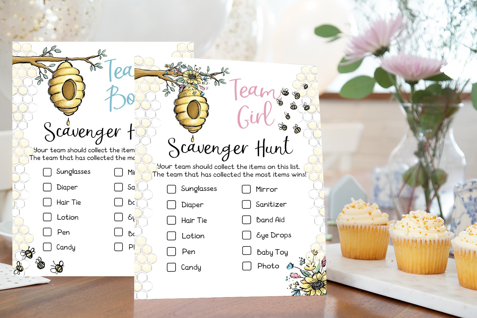 Bee Gender Reveal games Baby scavenger hunt Bee Baby Reveal | Etsy