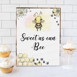 Sweet as Can Bee Sign, Bee Party Decorations Girl, Bumble Bee Birthday ...