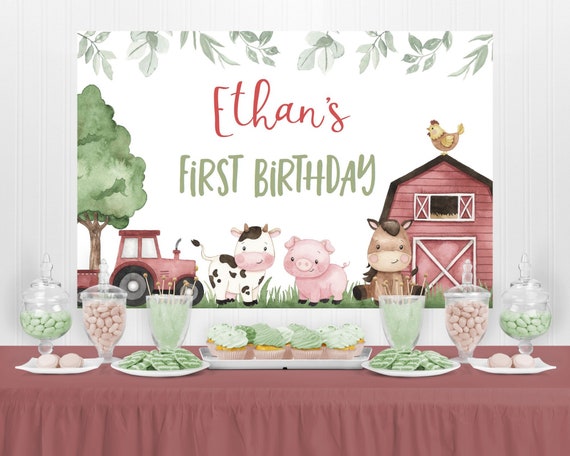 Farm Birthday Backdrop Digital, Instant download, Boy farm birthday ...