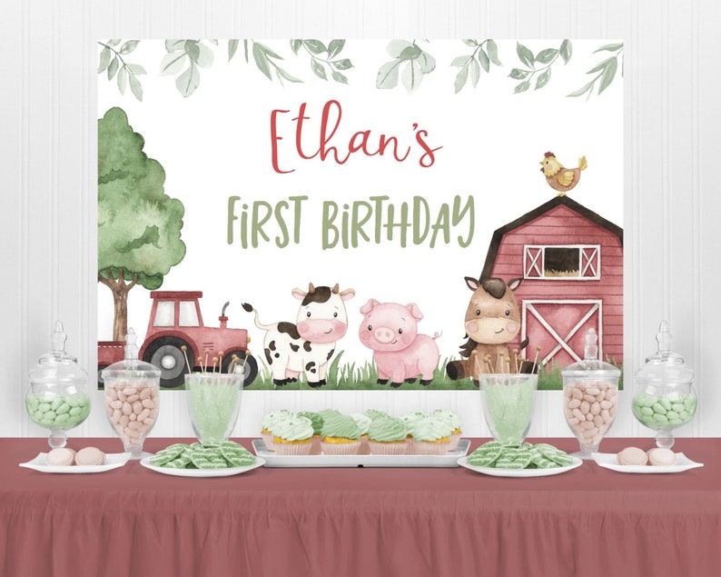 Farm Birthday Backdrop Digital Instant Download Boy Farm - Etsy