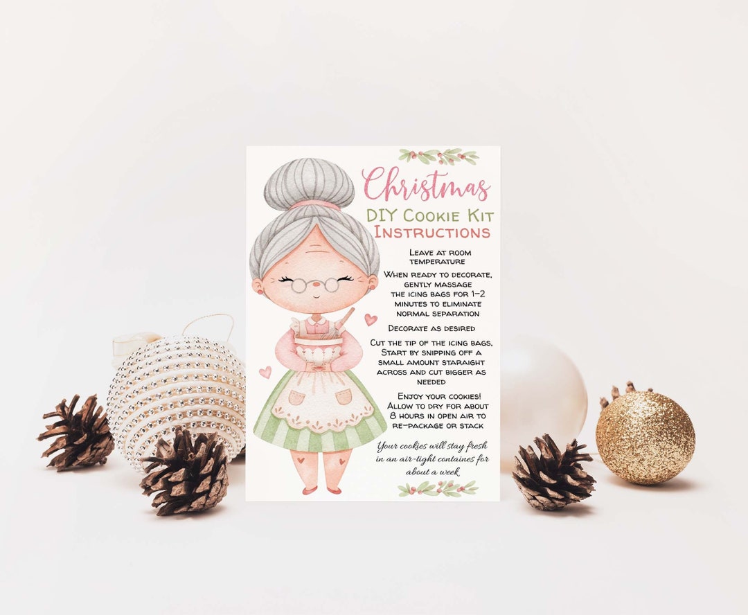 Editable Christmas DIY Cookie Kit Instuctions, Christmas Cookie Card ...