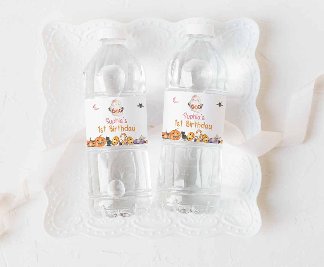 EDITABLE Halloween Water Bottle Labels, Gir Ghost Birthday Decorations ...