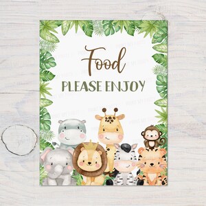 Food Please Enjoy Sign, Safari Table Signs, Safari Birthday Decorations ...