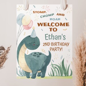 Editable Dinosaur Welcome Sign, Instant Download, Dino Birthday ...