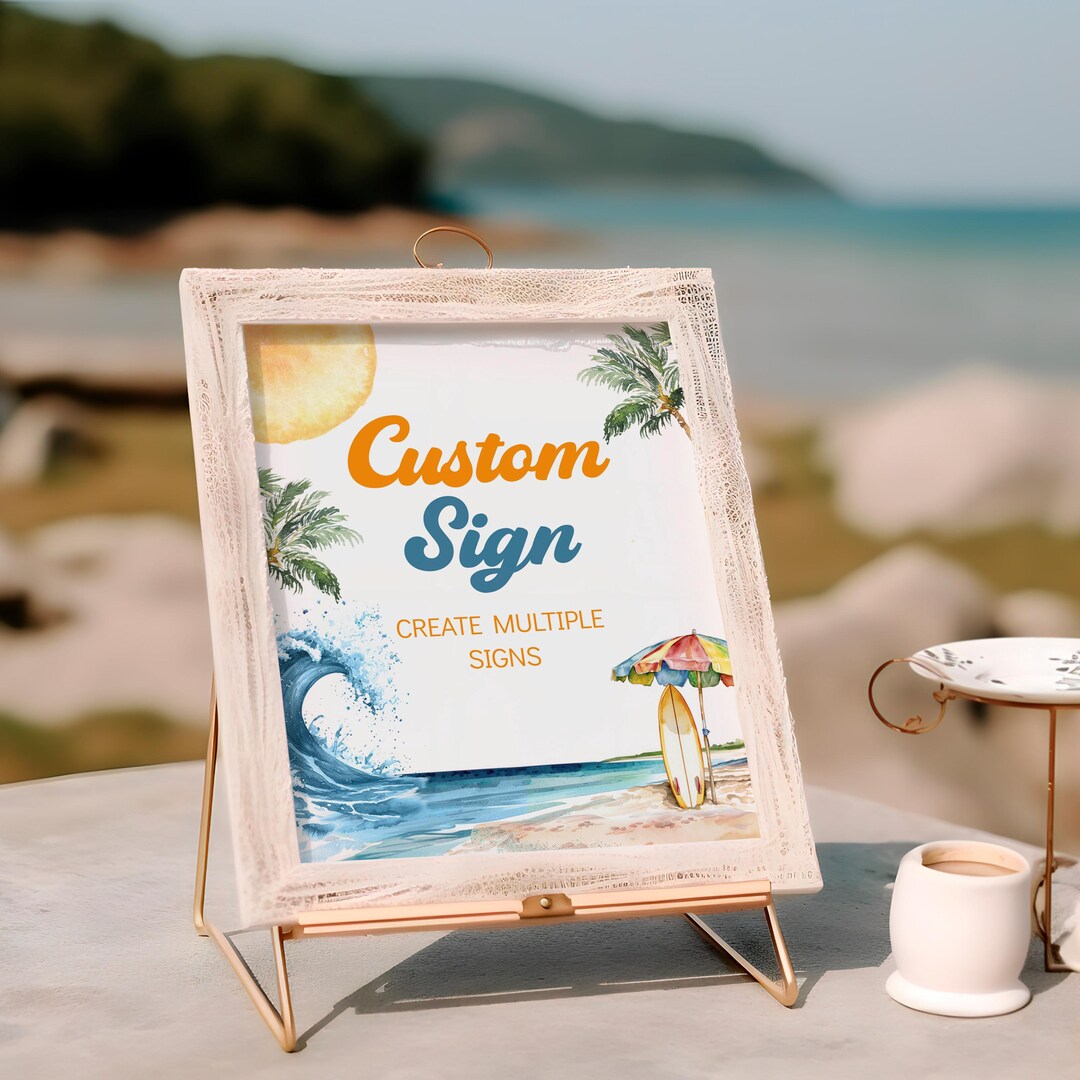 Editable Surf Table Sign, Editable Retro Custom Sign, Surf's up Table ...