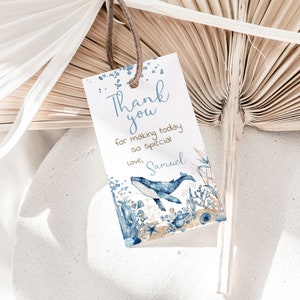 Whale Thank You Tags, Under the Sea Thank You Tags, Editable Ocean ...