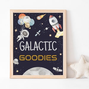Galactic Goodies Sign, Space Party Sign, Outer Space Birthday, Planets ...