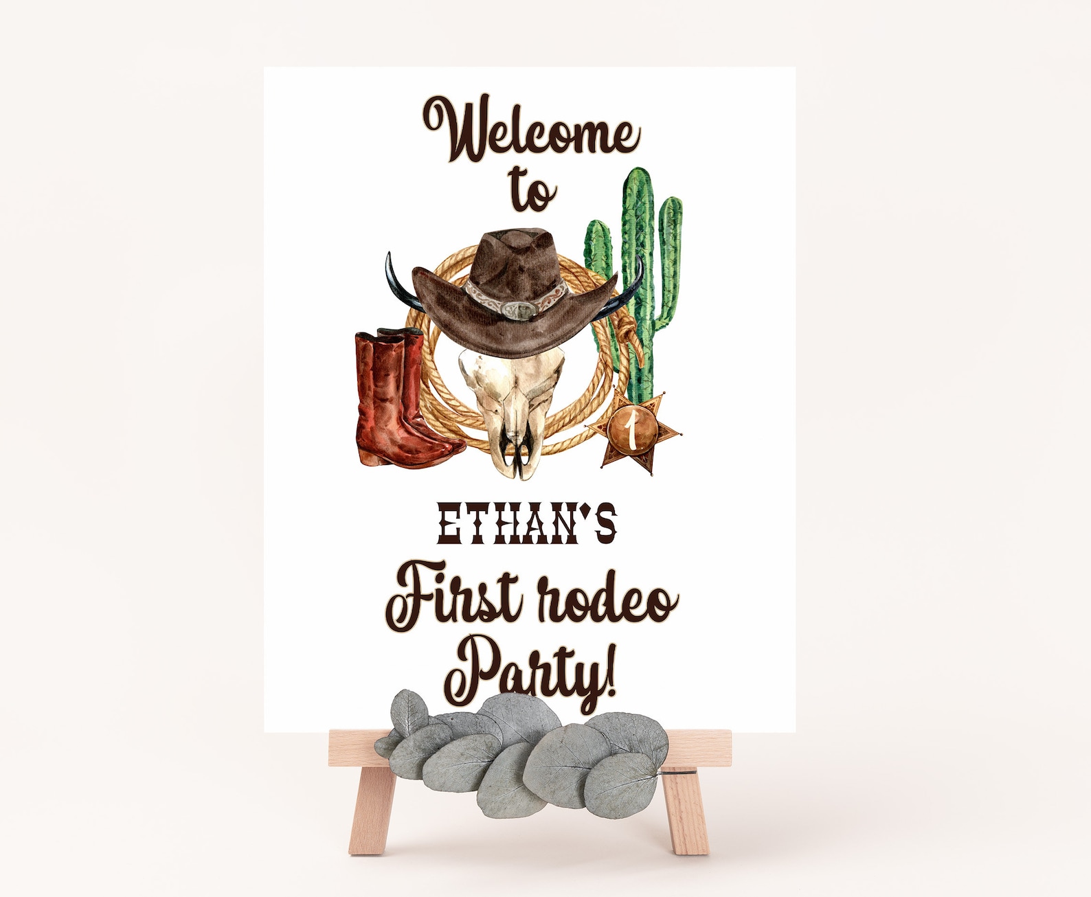 First Rodeo Birthday Welcome Sign Editable Cow Boy 1st - Etsy