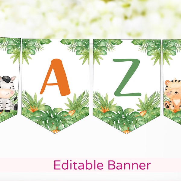 Happy Birthday Jungle Banner - Etsy