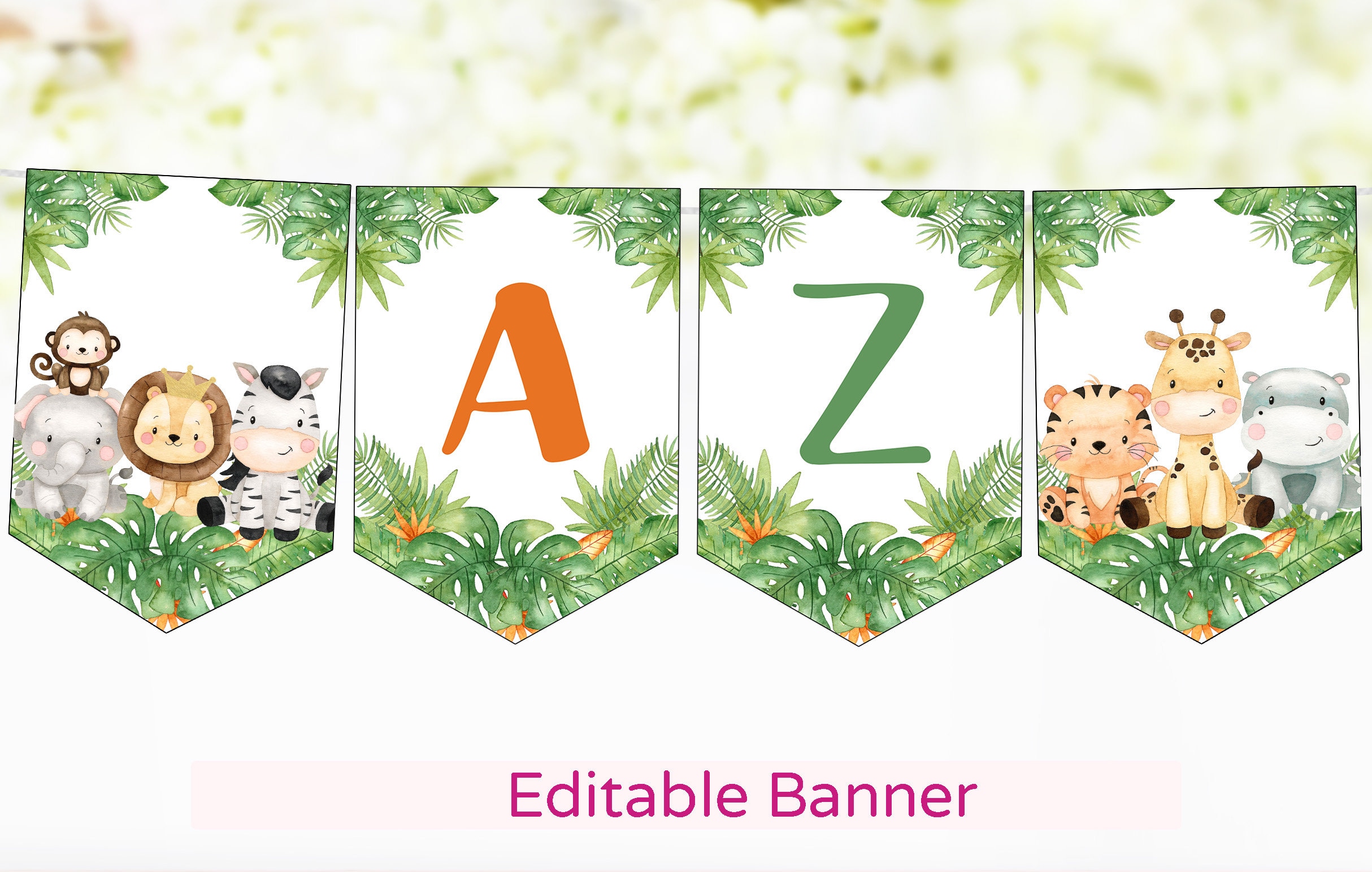 Editable Safari Banner Custom Safari Birthday Banner Safari - Etsy