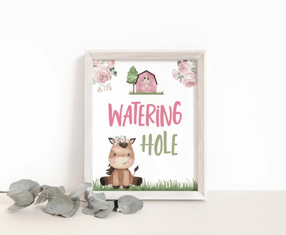 Watering Hole sign, Horse party sign, Drinks table signs, Girl Farm ...