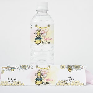EDITABLE Bee Water Bottle Label First Bee Day Decoration - Etsy