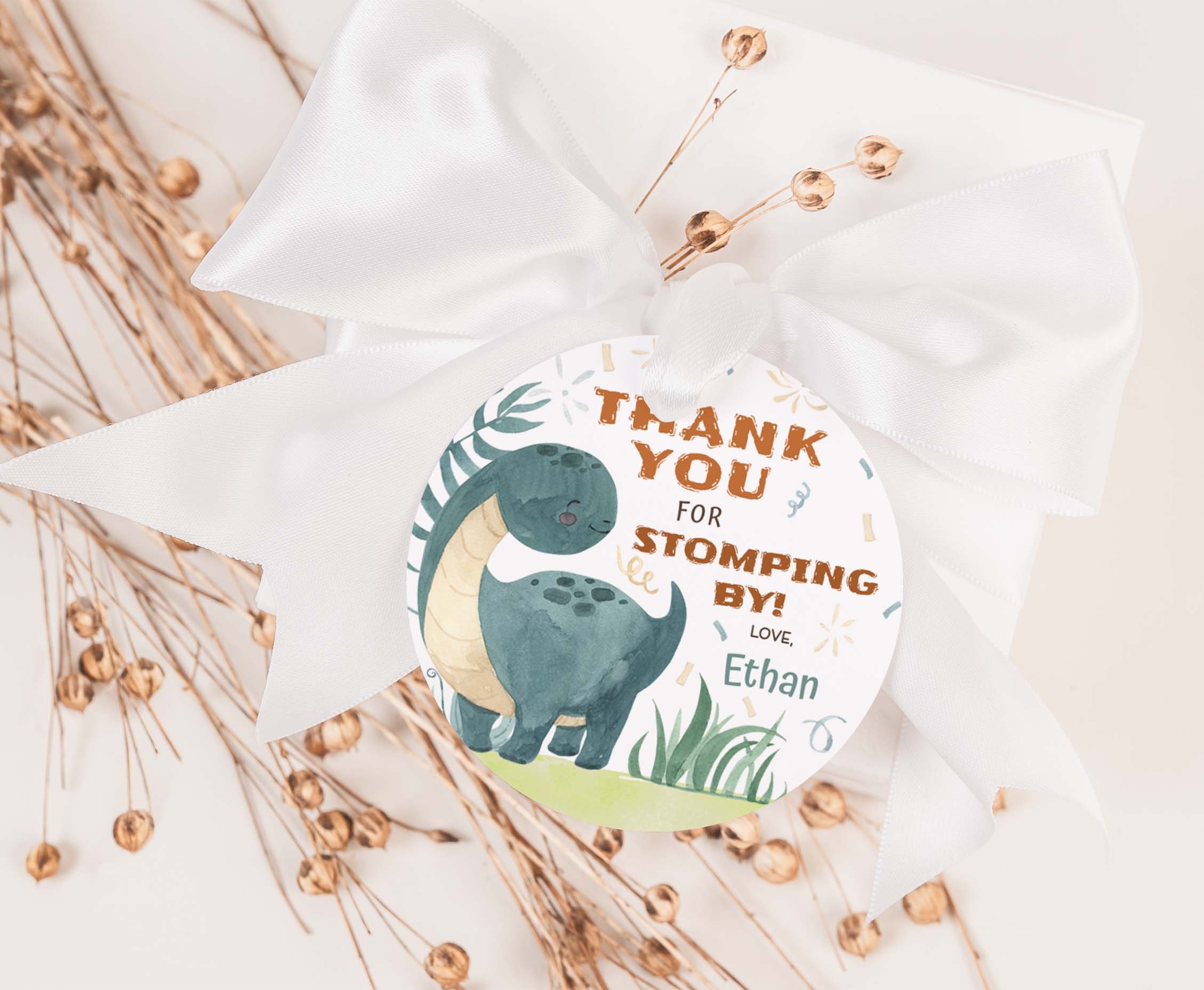 Editable Dinosaur Thank You Tags Dinosaur Birthday - Etsy