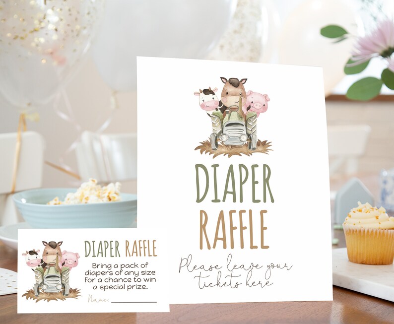Printable Farm Diaper Raffle Sign Card Baby Shower Games - Etsy