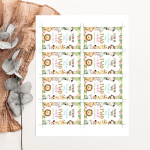 Two Wild Favor Tags, Jungle Birthday Decorations, Girl Safari Thank You ...