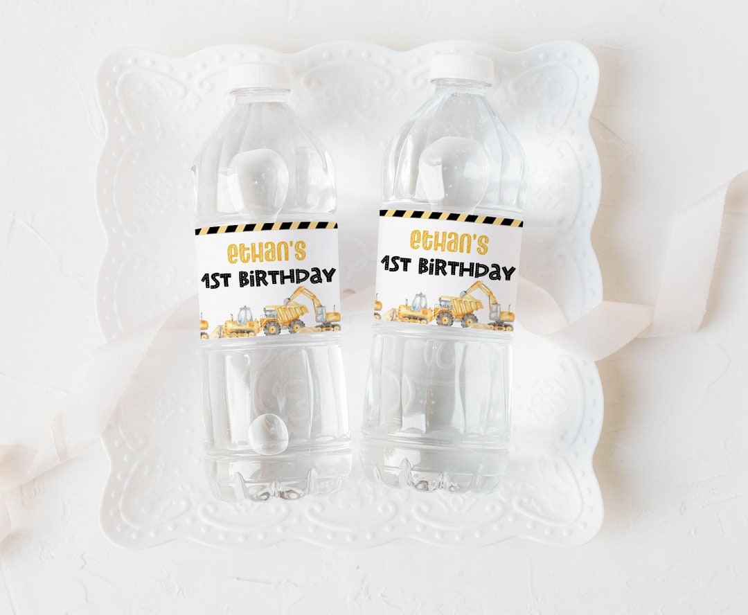 EDITABLE Construction Water Bottle Labels, Dump Truck Birthday ...