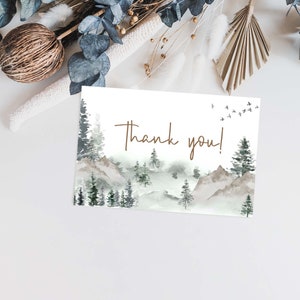 Woodland Thank You Cards, Forest Thank You Note, Digital Download Flat ...
