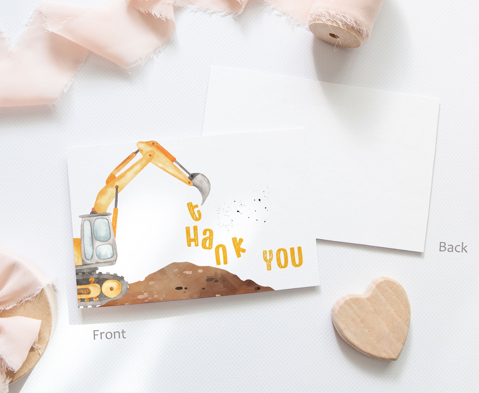 Construction Thank You Cards Digital Download Flat 4x6 Card | Etsy
