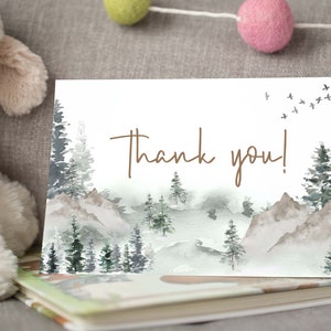 Woodland Thank You Cards, Forest Thank You Note, Digital Download Flat ...