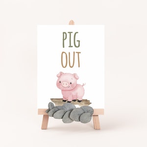 Pig Out Table Sign, Farm Pig Sign, Farm Animals Birthday Decoration ...