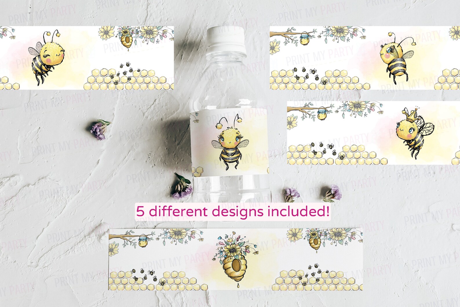 Bee Water Bottle Labels Sweet as Can Bee Decorations Honey | Etsy
