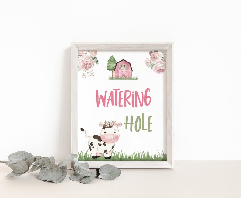 Watering Hole Sign Cow Party Sign Drinks Table Signs Girl - Etsy