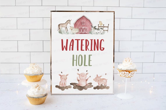 Watering Hole sign, Farm party sign, Drinks table signs, Farm birthday ...
