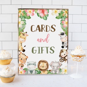 Girl Safari Table Signs, Cards and Gifts Sign, Safari Birthday ...