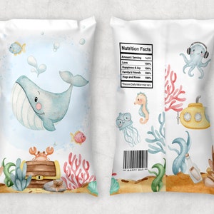 Ocean Chip Bag Wrapper, Under the Sea Birthday Decorations, Sea Animals ...