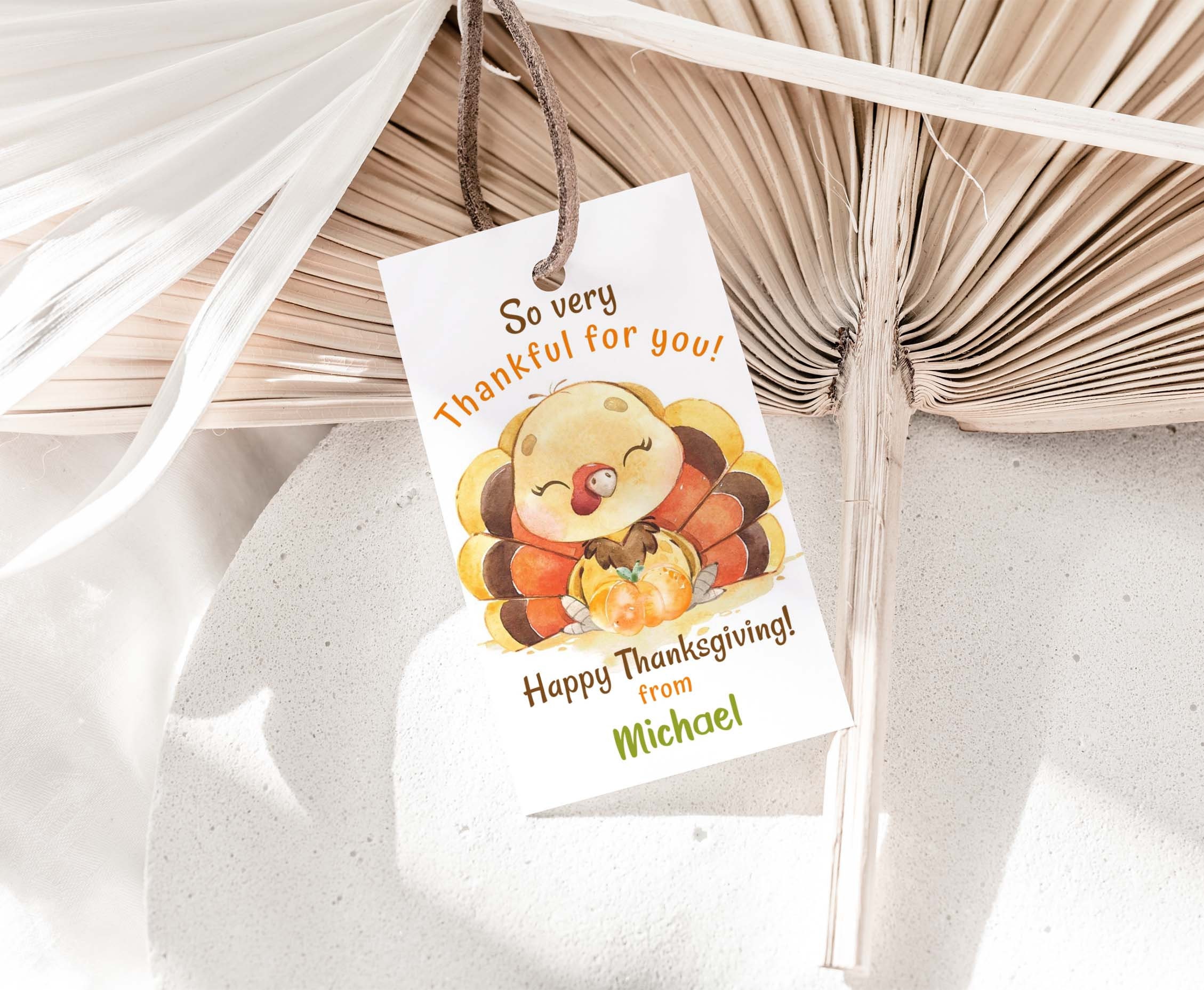 So Very Thankful for You Gift Tag, Happy Thanksgiving Tags, Turkey ...