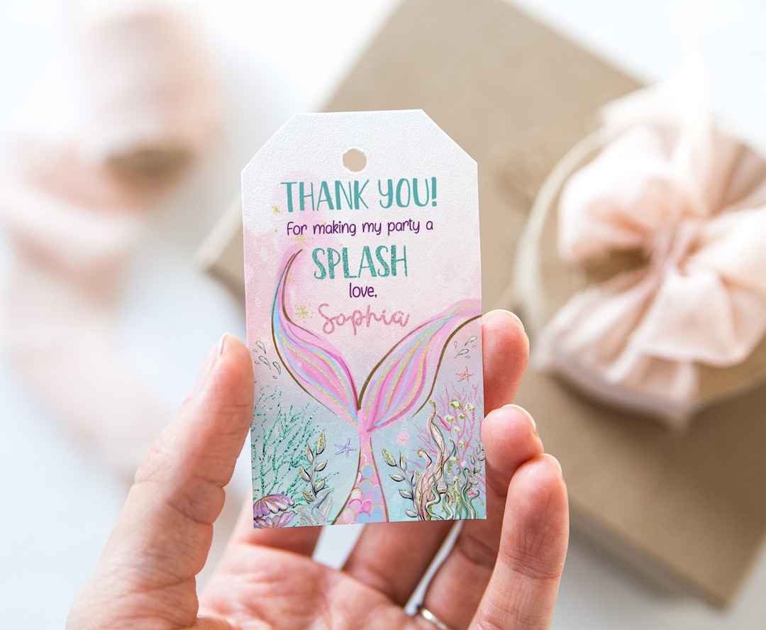 Editable Mermaid Thank You Tags, Mermaid Favor Tags, Under the Sea ...