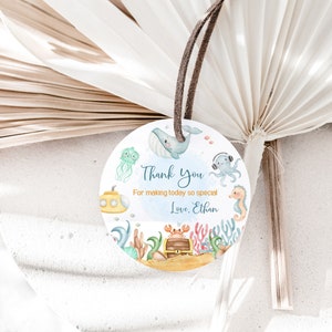 Editable Under the Sea Tags, Ocean Birthday Decorations, Thank You Tags ...