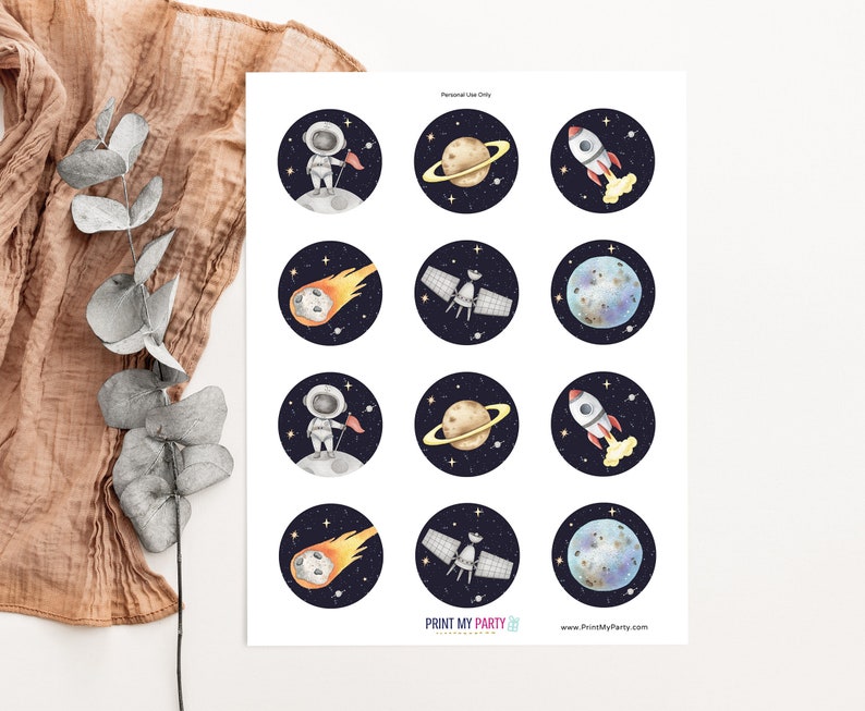 Space Cupcake Toppers, Outer Space Birthday Party Decorations, Galaxy ...
