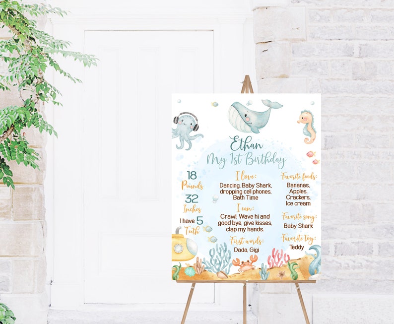 Under the Sea Milestone Poster 1 Year Milestone Board Ocean - Etsy