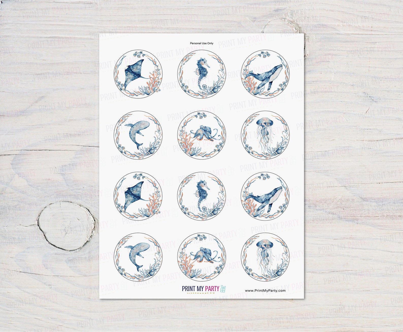 Under the Sea Cupcake Toppers Ocean Birthday Party - Etsy