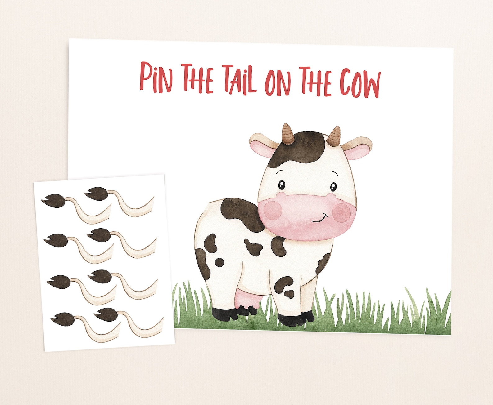 Pin the Tail on the Cow, Instant Download, Farm Birthday Decorations ...