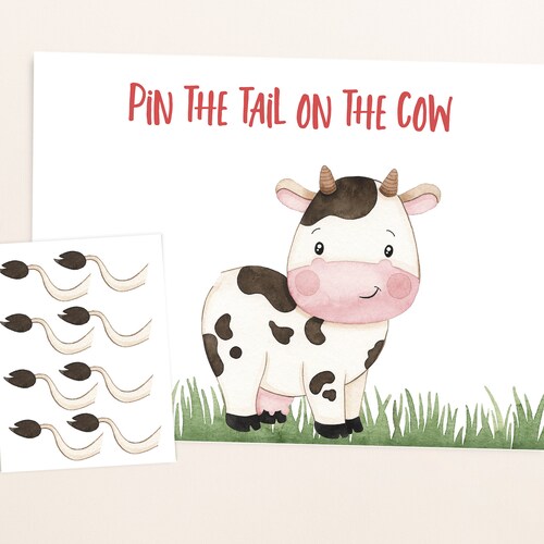 Pin the Tail on the Cow Instant Download Farm Birthday - Etsy