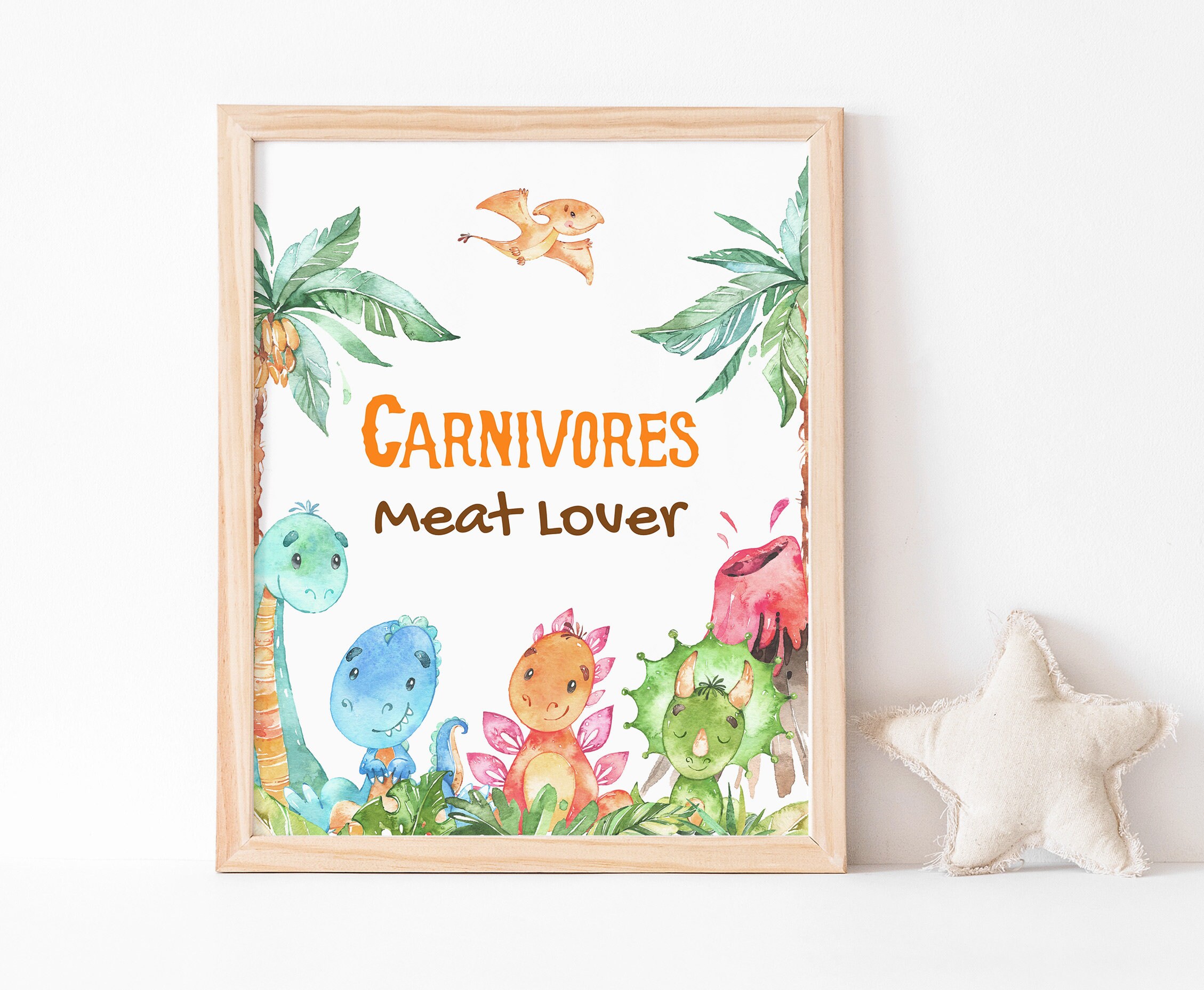 Carnivores Dinosaur Birthday sign Dinosaur party decor Food | Etsy