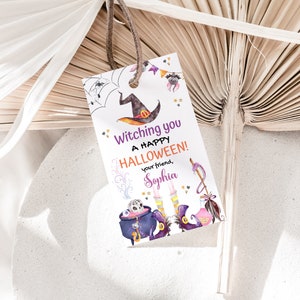Halloween Witch Favor Tags, Editable Halloween Treat Tags, Witching You ...