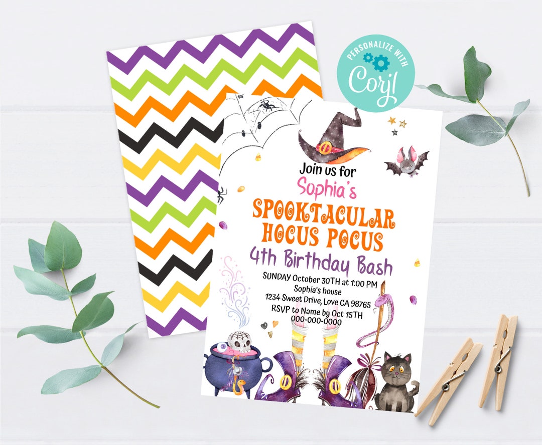 Witch Birthday Invitation, Instant Download, EDITABLE Halloween Invite ...