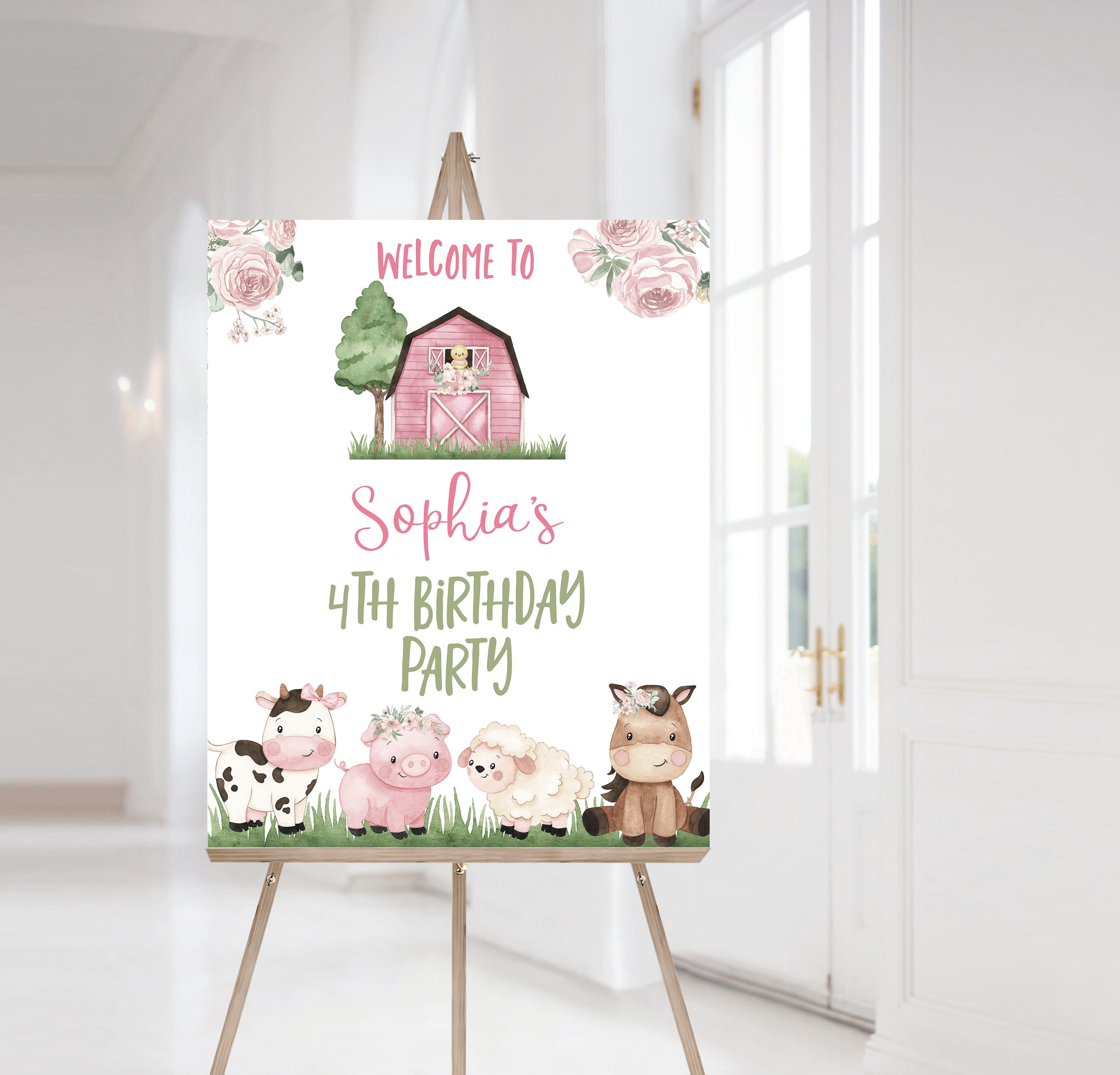Farm Welcome Sign, Instant Download, Floral Farm Birthday, Girl ...