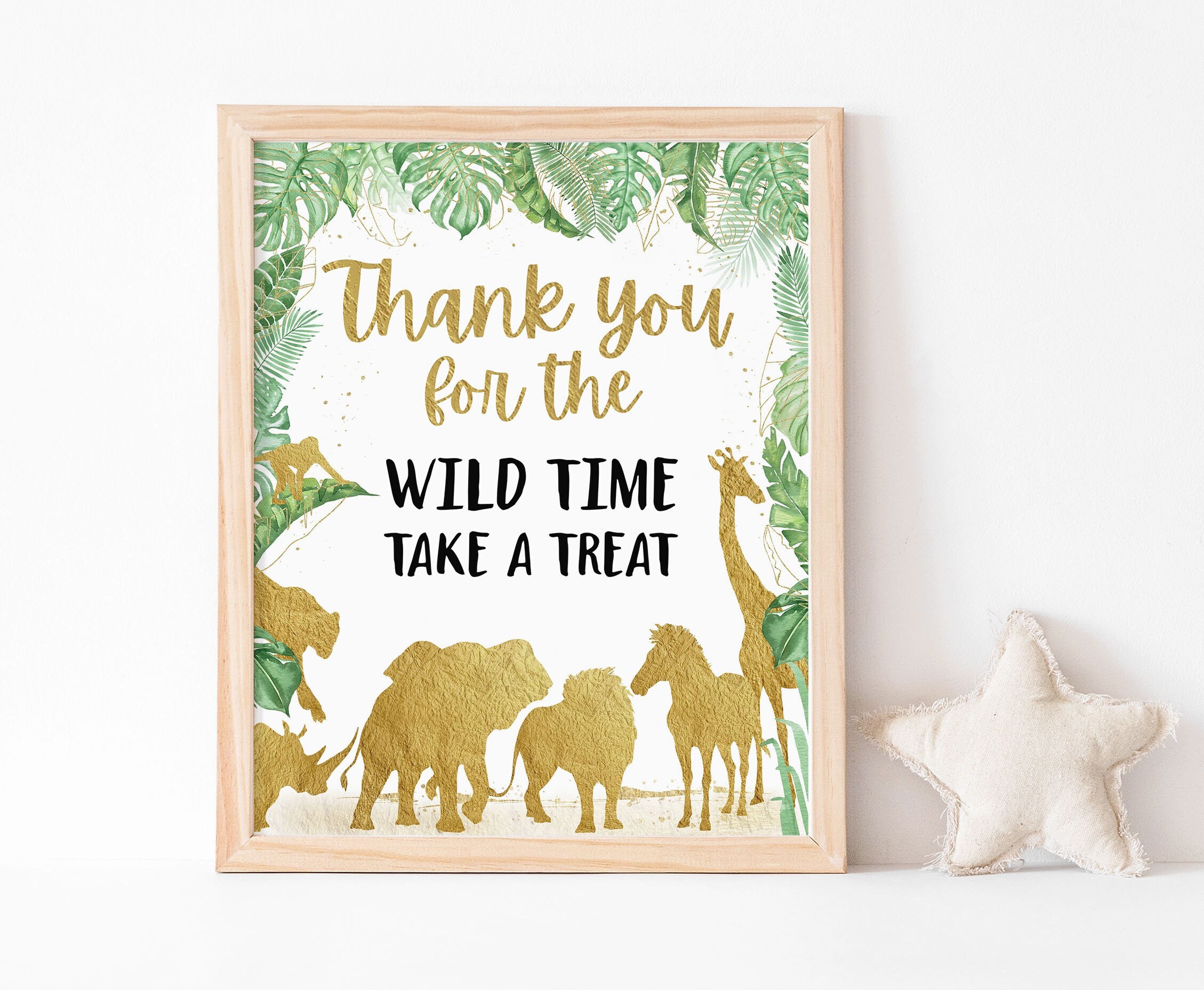 Thank You for the Wild Time Sign, Safari Sign, Gold Safari Animals ...
