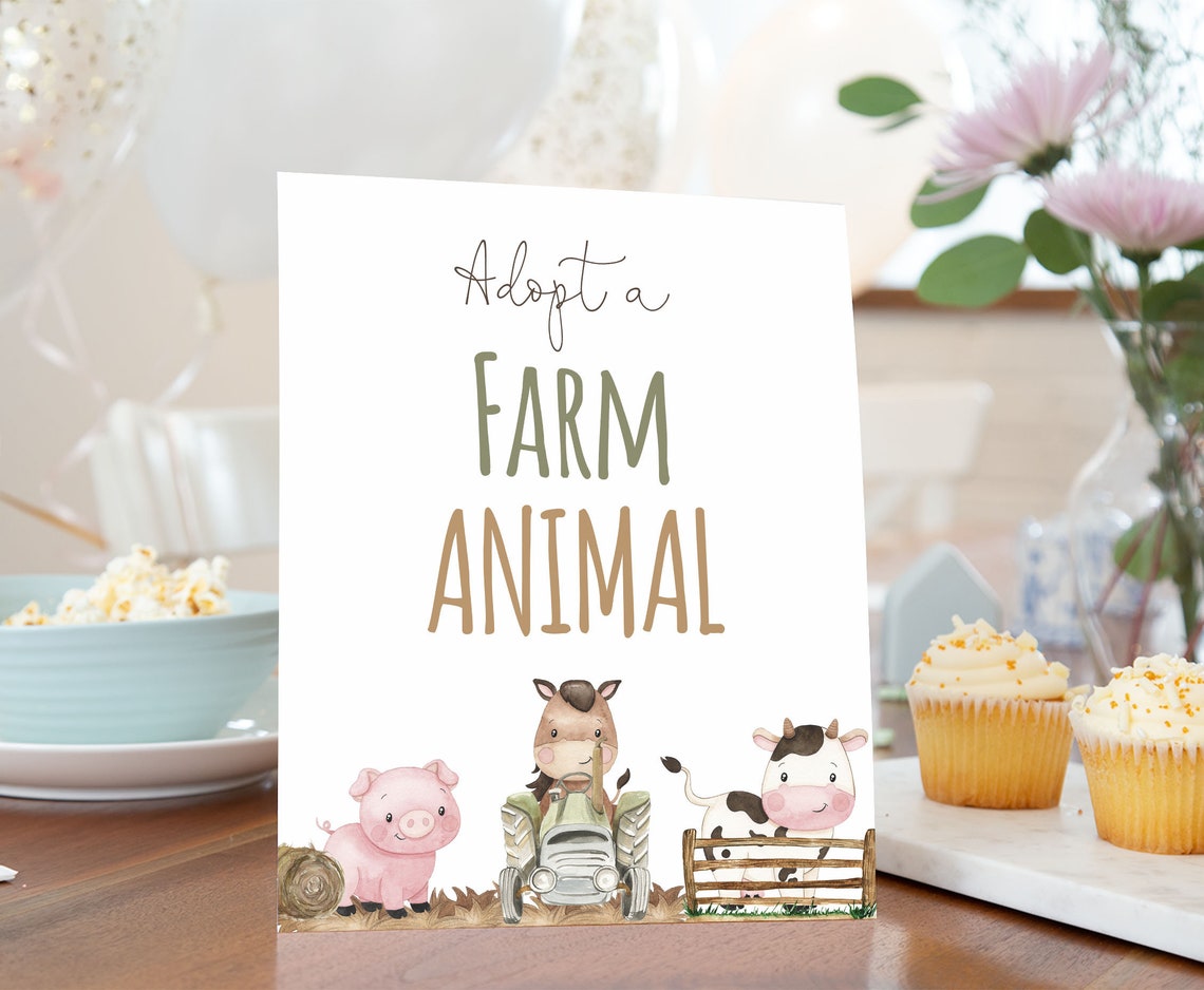 Adopt a Farm Animal Sign Farm Table Signs Farm Party Decor - Etsy