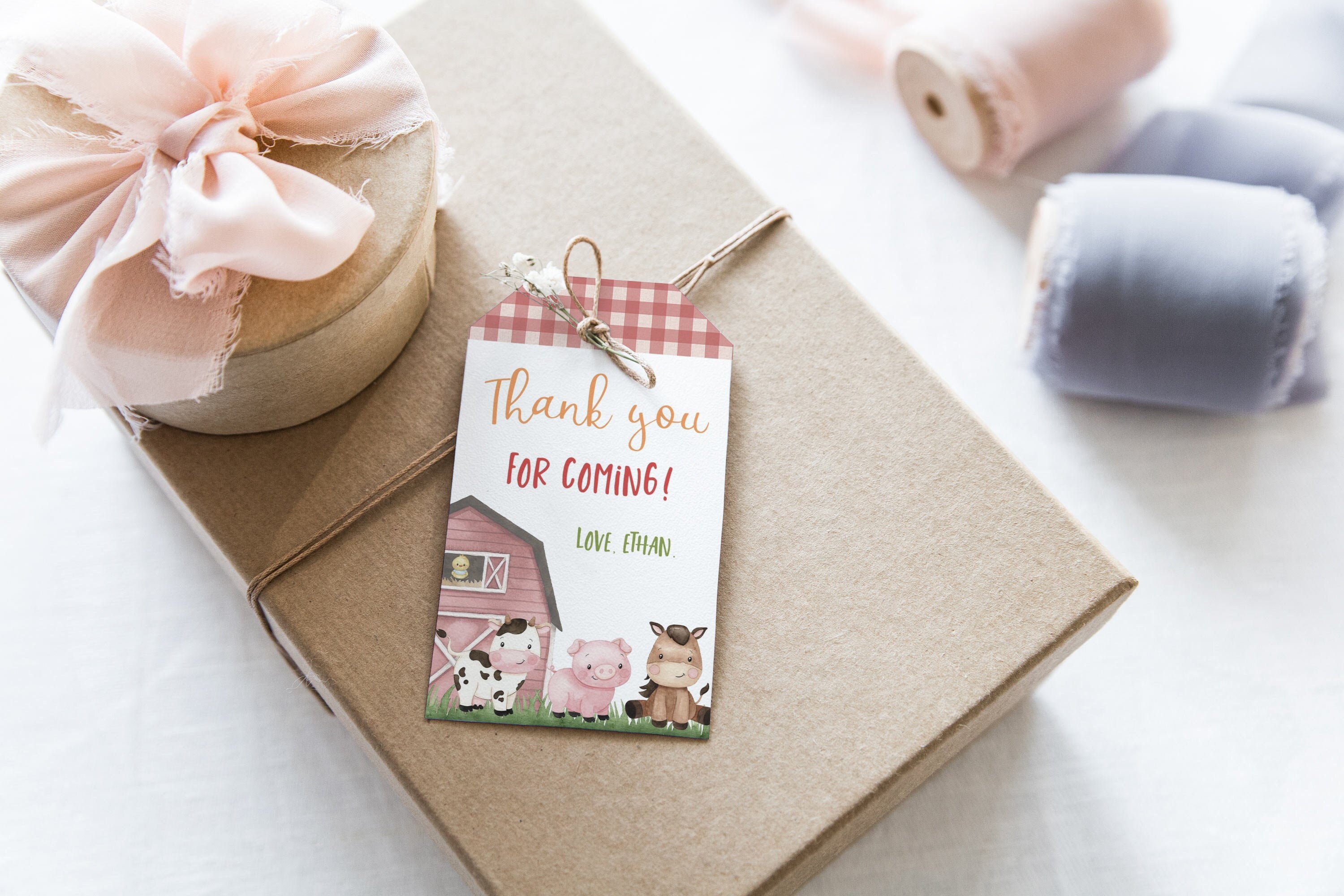 Farm Thank You Tags Editable Farm Animals Birthday Favor Tags | Etsy