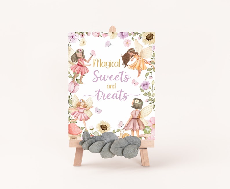 Floral Fairy Sign, Fairy Party Decor, Sweets and Treats Table Sign ...