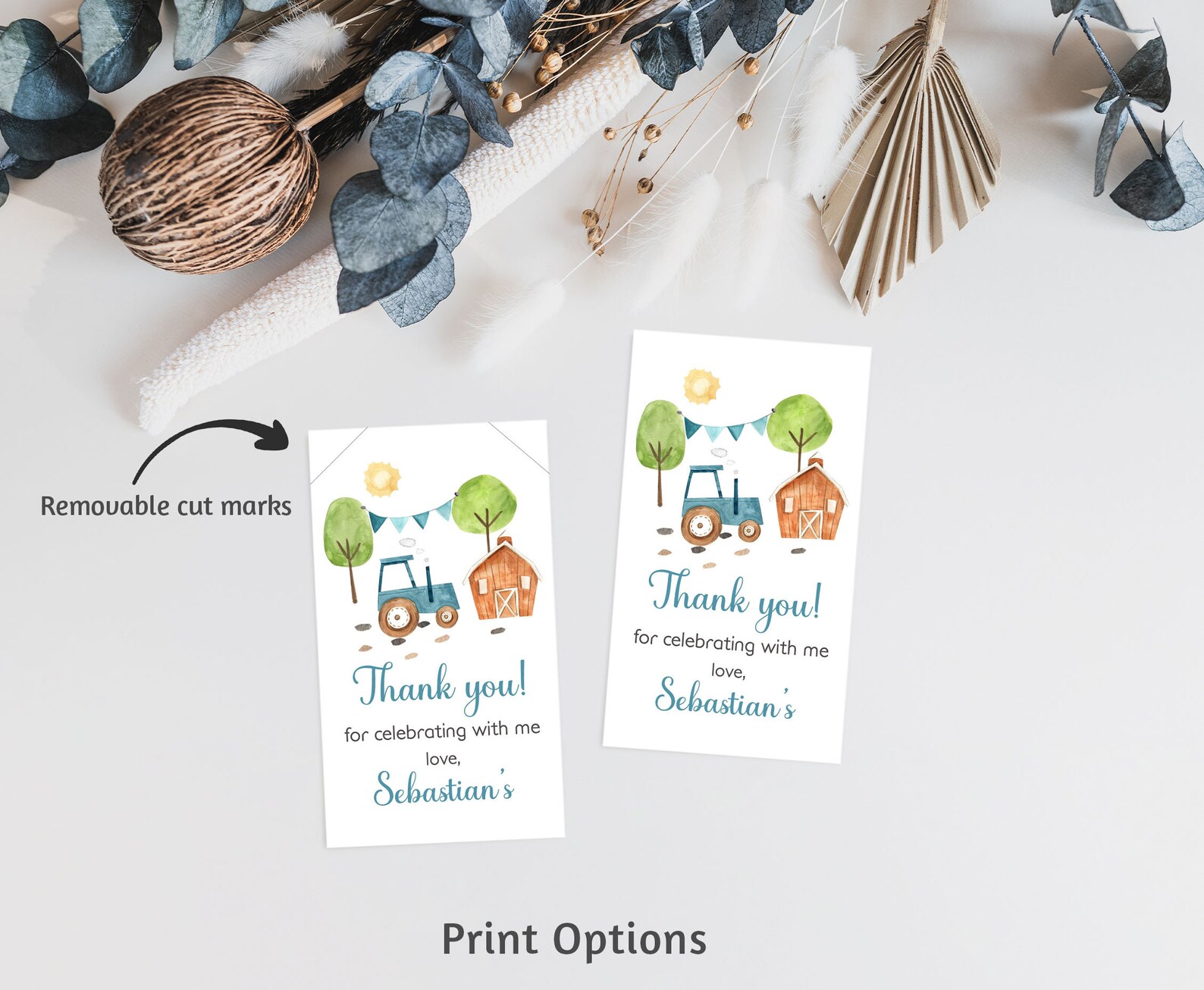 Tractor Thank You Tags Farm Thank You Tags Barnyard Baby - Etsy